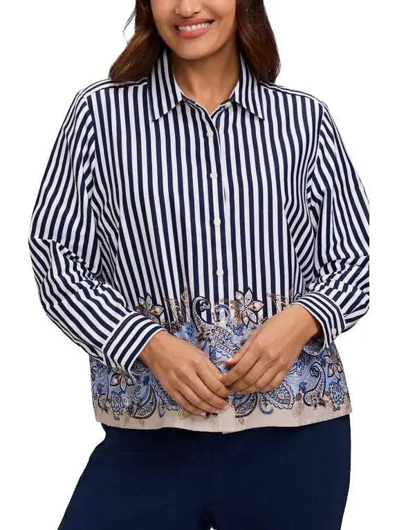Foxcroft Cotton Button-up Shirt - Blue Multi