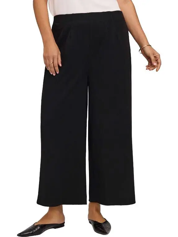 Foxcroft Arlette Wide Leg Crop Crepe Pants - Black