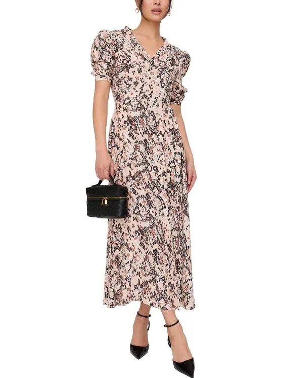 LILY AND LIONEL Julia Button Down Printed Maxi Dress - Brown
