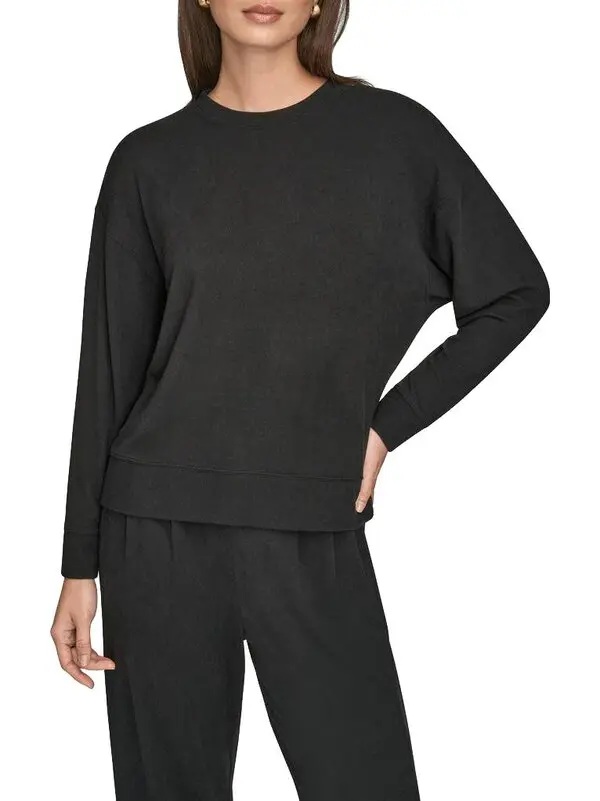 Donna Karan New York Crewneck Drop Shoulder Sweatshirt - Black