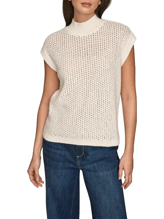 Donna Karan New York Open Stitch Cap-sleeve Sweater - Cream