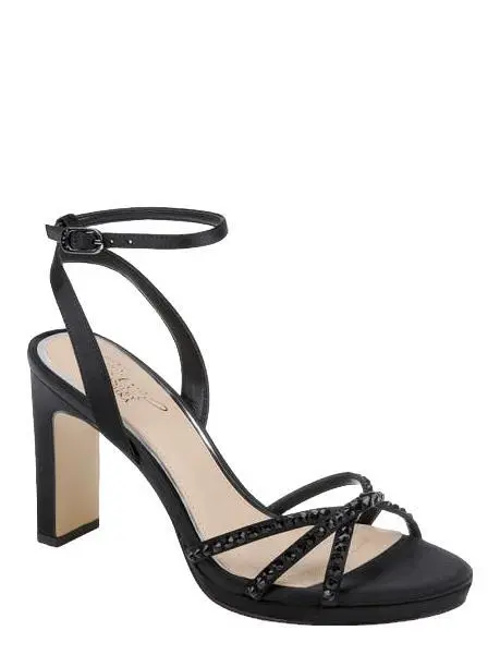 Badgley Mischka Iona Ankle Strap Sandal - Black Satin
