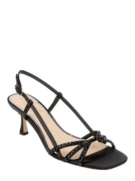 Badgley Mischka Isabela Studded Slingback Sandal - Black Satin