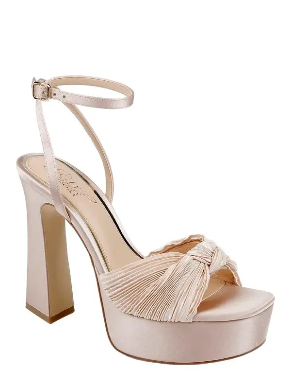 Badgley Mischka Icelynn Ankle Strap Platform Sandal - Latte Fabric