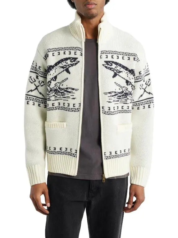DARK SEAS Old Timer Mock Neck Zip Sweater - Off White