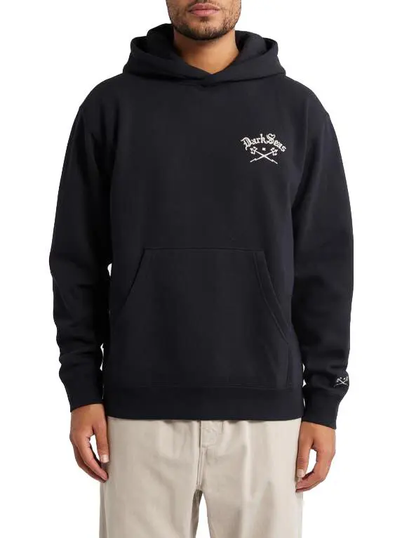 DARK SEAS Lance Embroidered Heavyweight Fleece Hoodie - Black