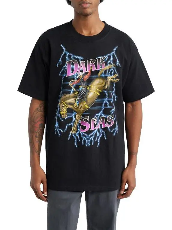 DARK SEAS Saddle Bronc Cotton Graphic T-shirt - Black