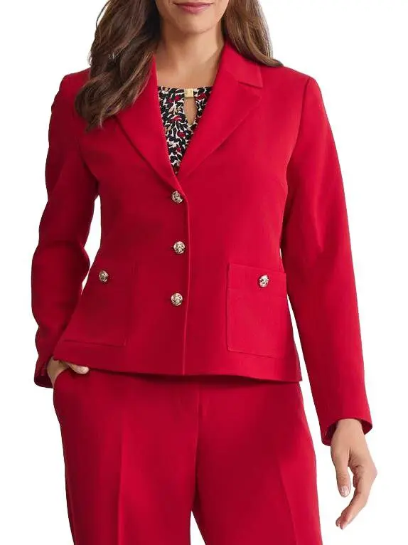 KASPER Single-breasted Crepe Blazer - Fire Red
