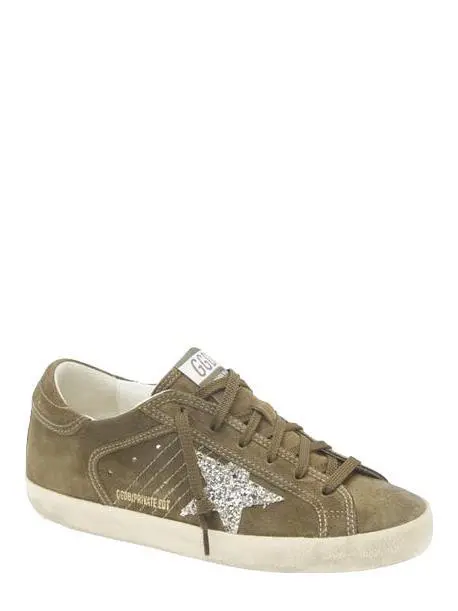 GOLDEN GOOSE Super-star Low-top Sneakers - Green/platinum