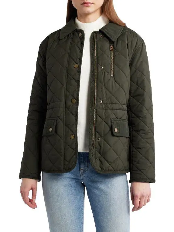 Lucky Brand Quilted Snap-front Jacket - Dark Moss
