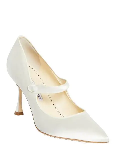 Manolo Blahnik Camparinew Pointed-toe Mary Jane Pumps - Light Cream