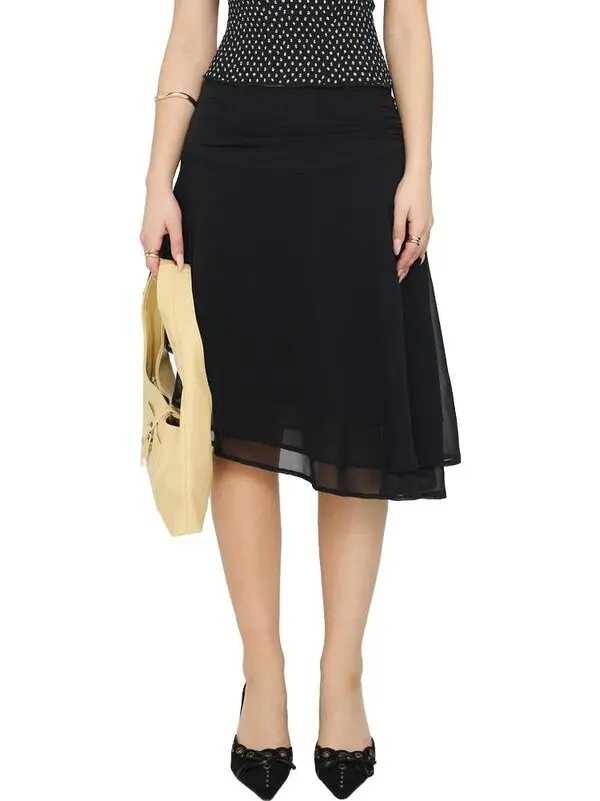 Princess Polly Asymmetric Mid-rise Skirt - Black