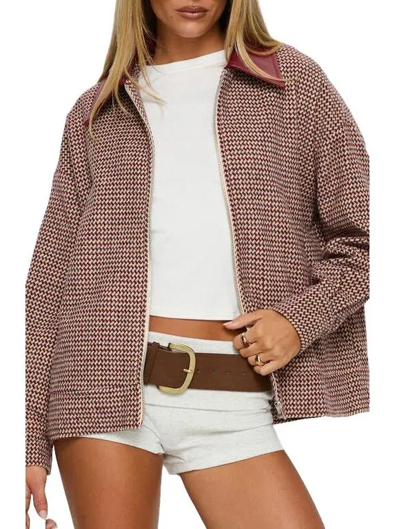 Princess Polly Collared Bomber Jacket - Red Multi