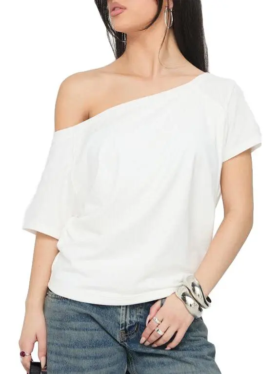 Princess Polly Off-the-shoulder Cotton Blend Top - White