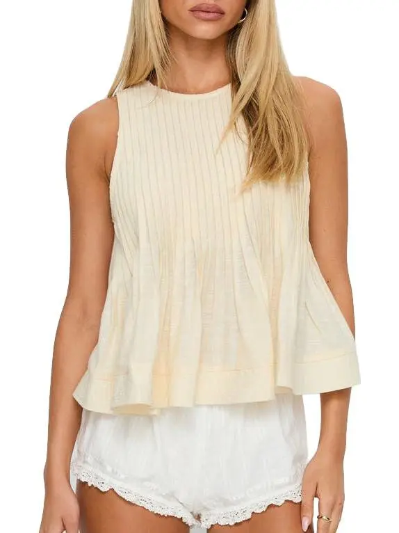 Princess Polly Lavish Pintuck Sleeveless Top - Beige