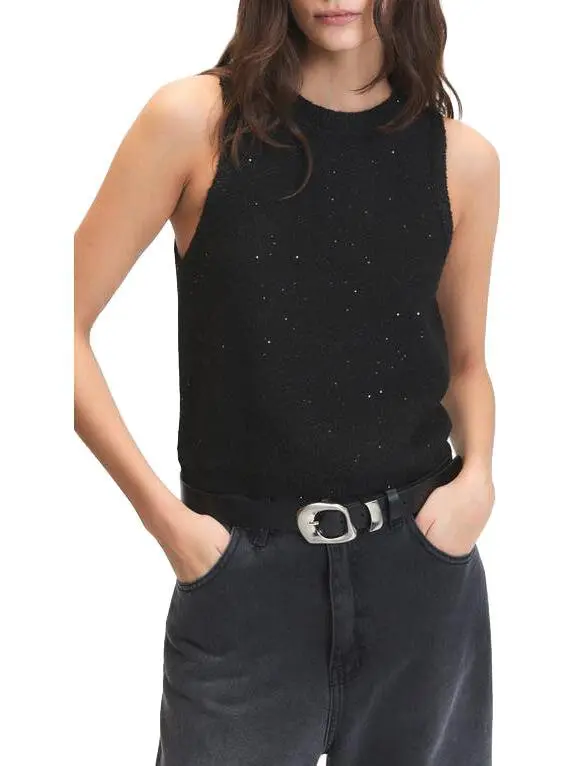 Deluc Sleeveless Sequin-accented Sweater - Black