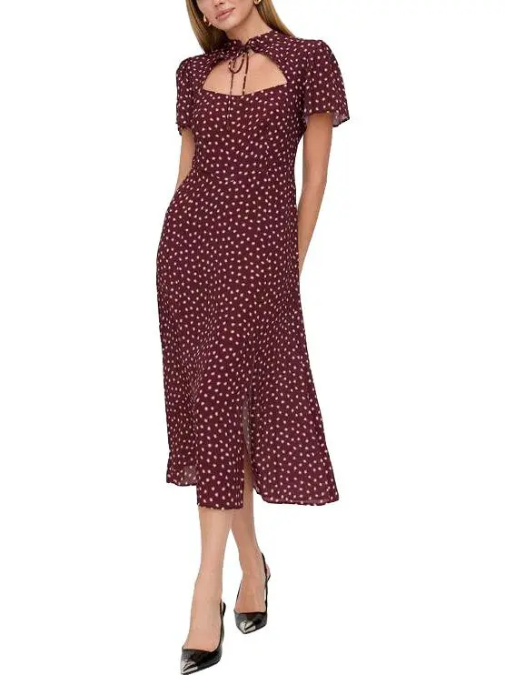 LILY AND LIONEL Primrose Midi Dress - Burgundy