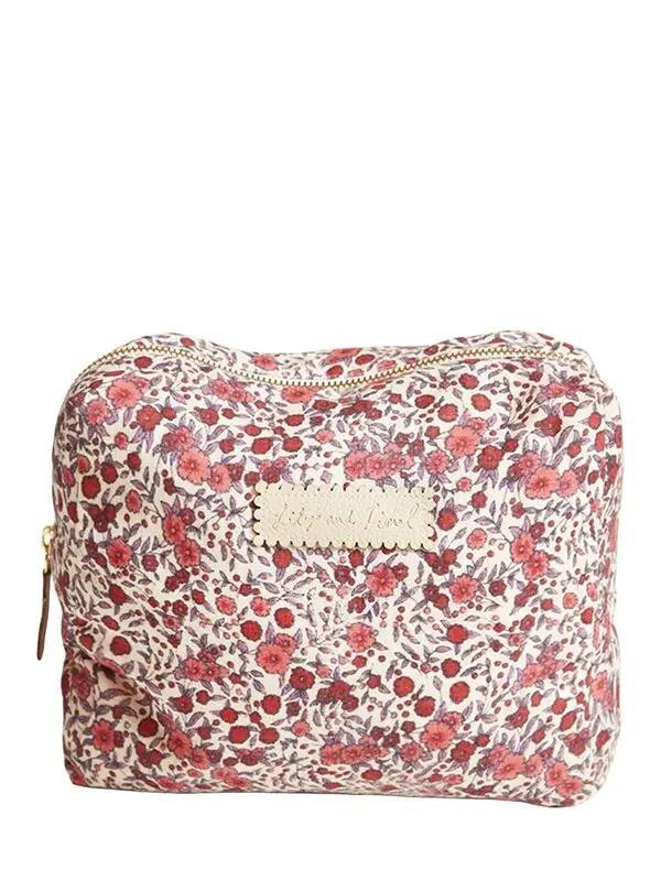 LILY AND LIONEL Linen Print Wash Bag - Pink