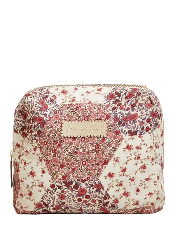 LILY AND LIONEL Linen Print Wash Bag - Red