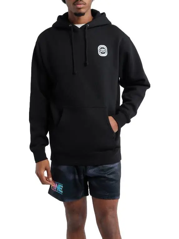 OVERTIME Graphic Print Hoodie - Black