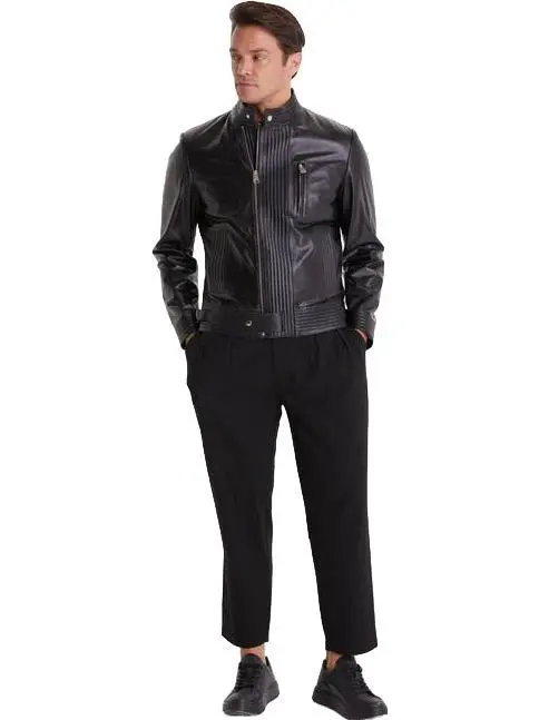 FURNIQ UK Leather Biker Jacket - Black