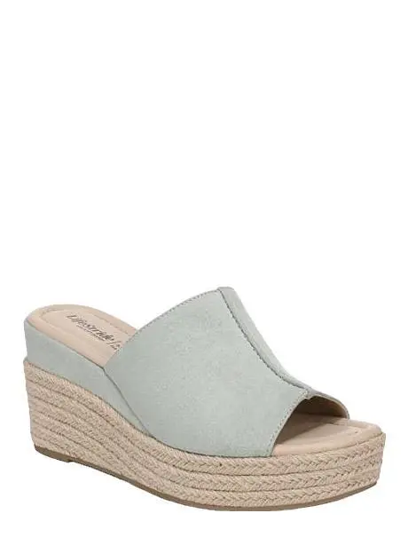 LIFESTRIDE Haute Espadrille Platform Wedge Slides - Jade Green