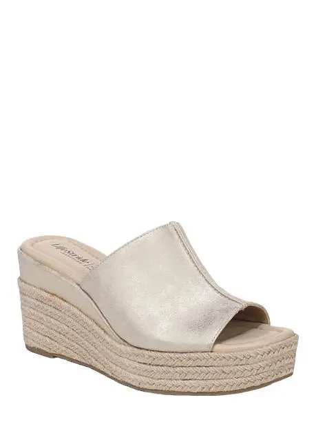 LIFESTRIDE Haute Espadrille Platform Wedge Slides - Platino Gold
