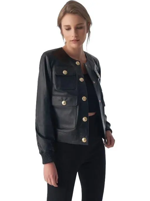 FURNIQ UK Beatrice Leather Jacket - Black
