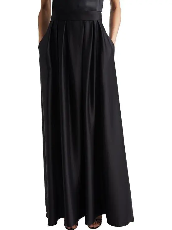 St. John Liquid Satin Maxi Skirt - Black
