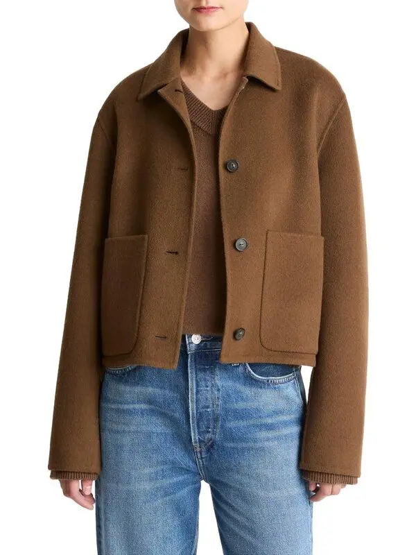 Vince Wool Blend Short Jacket - Hazelnut