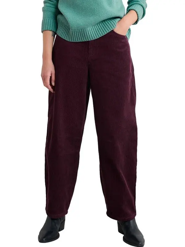 SEASALT CORNWALL Avens Organic Cotton Corduroy Cropped Pants - Dark Hellebore