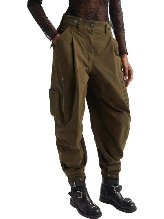 Dolce & Gabbana Waxed Faille Barrel Leg Cargo Pants - Marrone Scuro