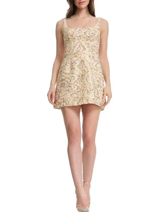 Dress The Population Devi Sequin Mini Dress - Cream Multi