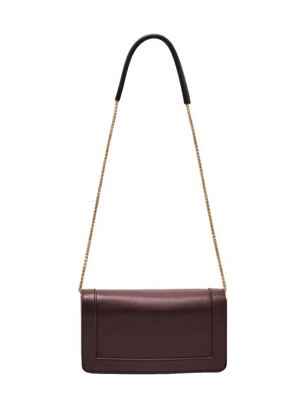 REISS Talia Leather Shoulder Bag - Burgundy