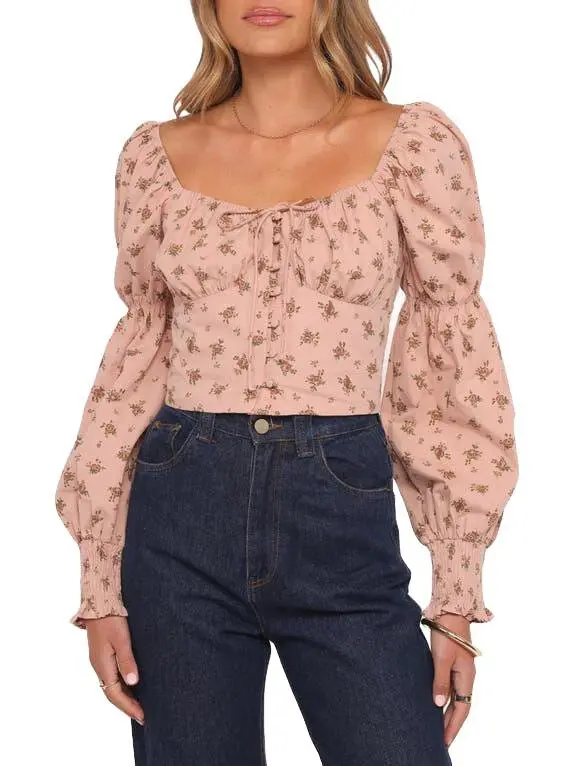 PETAL & PUP Floral Puff Sleeve Cotton Top - Pink Floral
