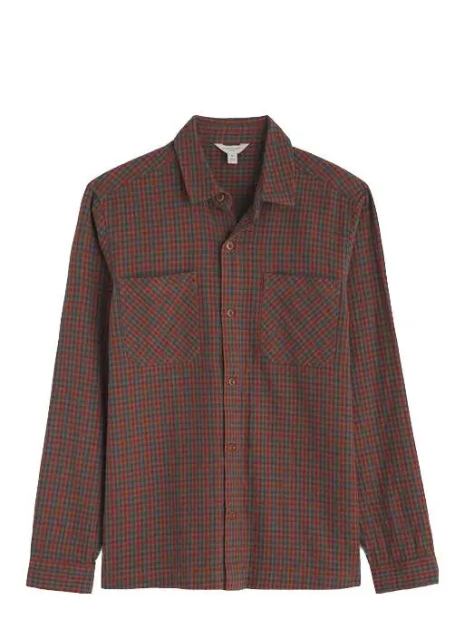 SEASALT CORNWALL Rigging Check Textured Organic Cotton Button-up Overshirt - Freedom Zawn Pecan