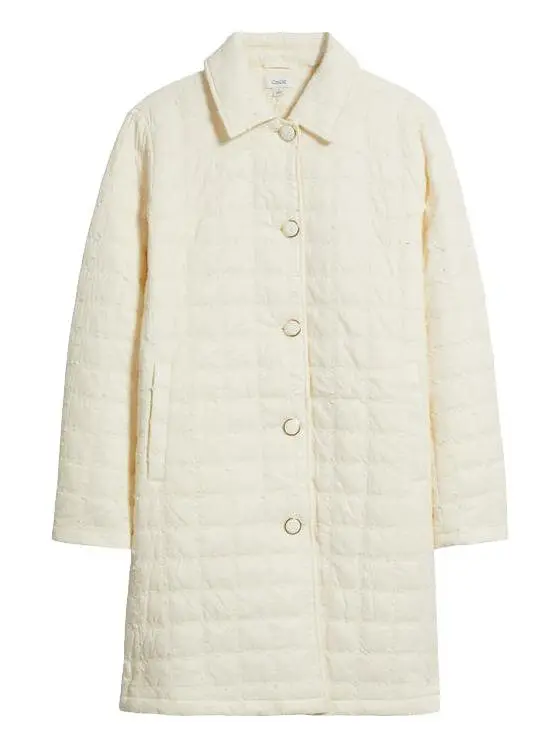 CECE DUPRAZ Boucle Quilted Longline Jacket - Ivory