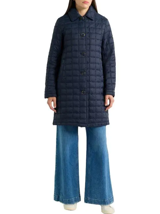 CECE DUPRAZ Boucle Quilted Longline Jacket - Navy