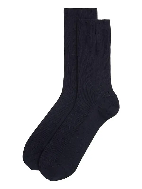 Loro Piana Baby Cashmere Ribbed Crew Socks - W000 Blue Navy