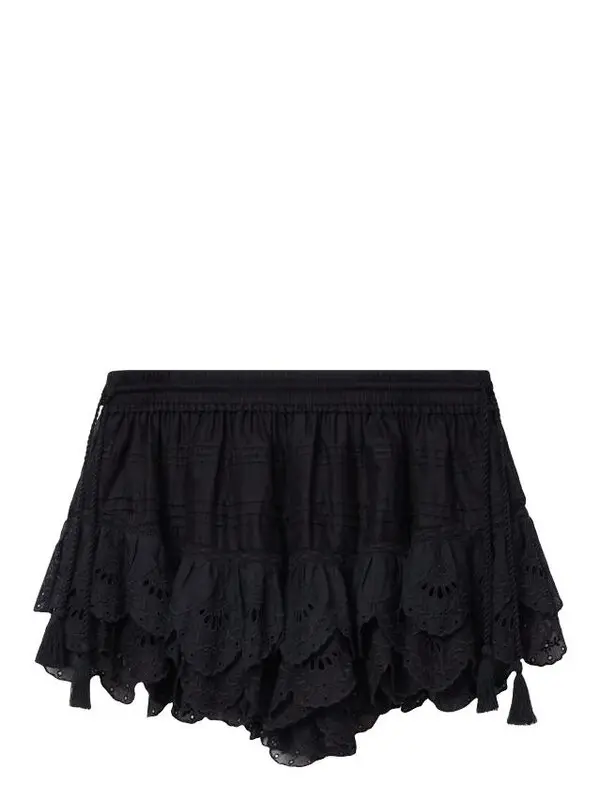 MARANT ETOILE Puria Ruffled Organic Cotton Skort - Black