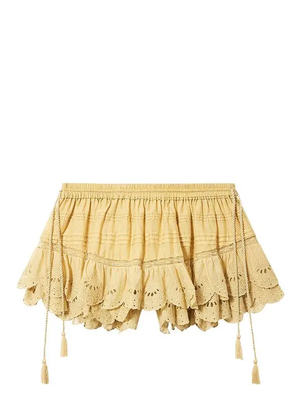 MARANT ETOILE Puria Floral Lace Skort - Light Ochre