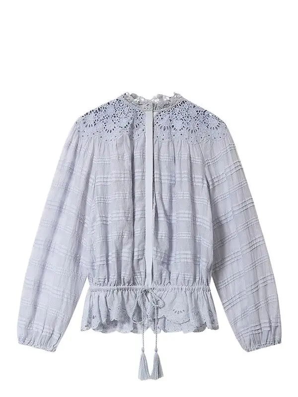 MARANT ETOILE Floral Lace Blouse - Light Blue