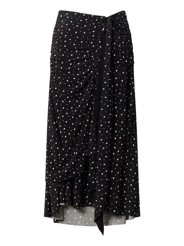 Isabel Marant Gyelle Polka Dot Midi Skirt - Black/ecru