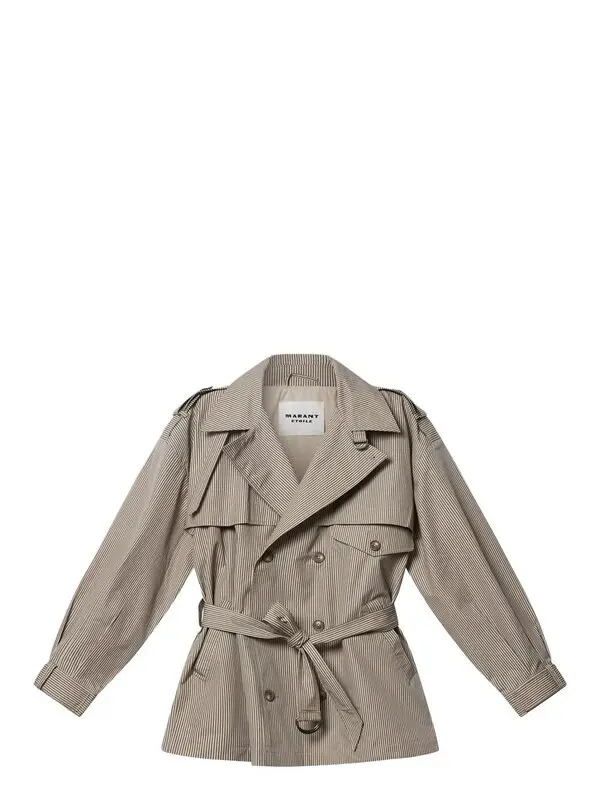 MARANT ETOILE Claya Striped Cotton Jacket - Beige/khaki