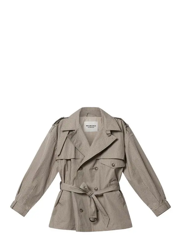 MARANT ETOILE Claya Striped Cotton Jacket - Beige/khaki