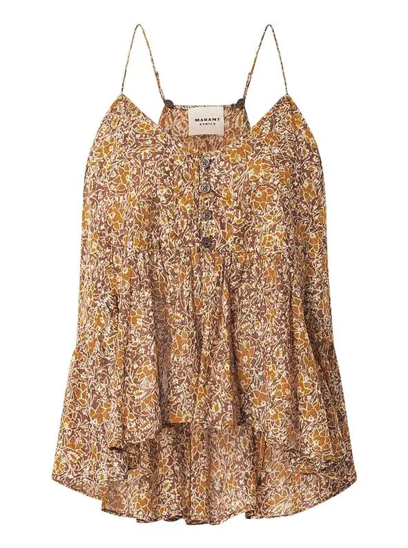 MARANT ETOILE Lirhetta Floral Print Top - Khaki
