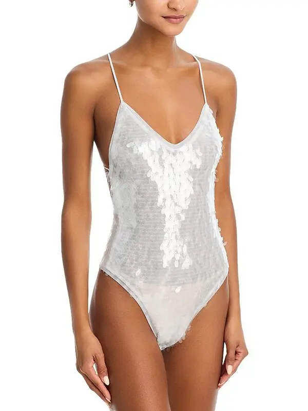Norma Kamali Low Back Slip Mio One Piece Swimsuit - Clear/white