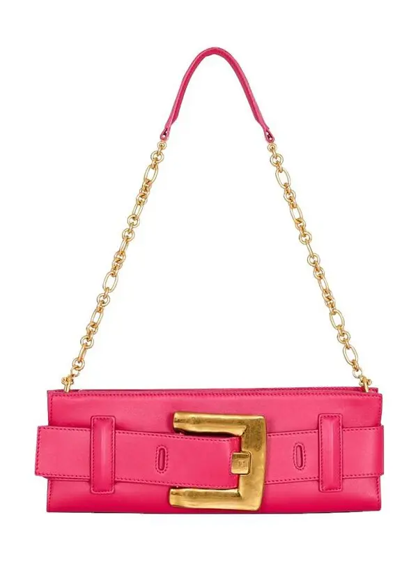 Balmain Anthem Calfskin Leather Clutch - Pink