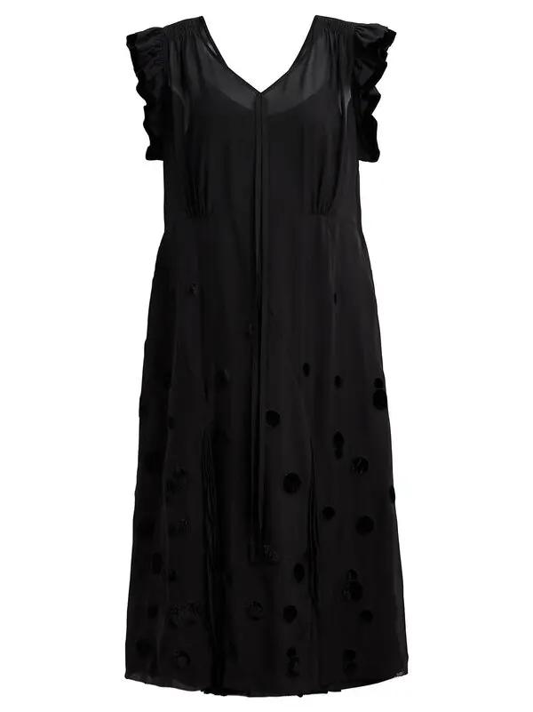 COACH V-neck Dress With Velvet Dots - Black