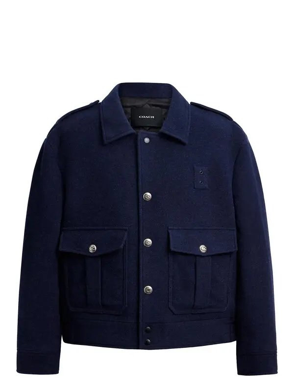 Coach Short Wool Jacket - Navy Blue